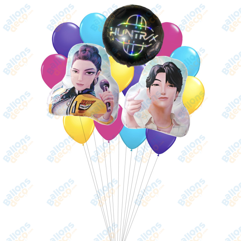 Ballon KPop Demon Hunters Rumi et Jinu en grappe - Ballonsdeco.com