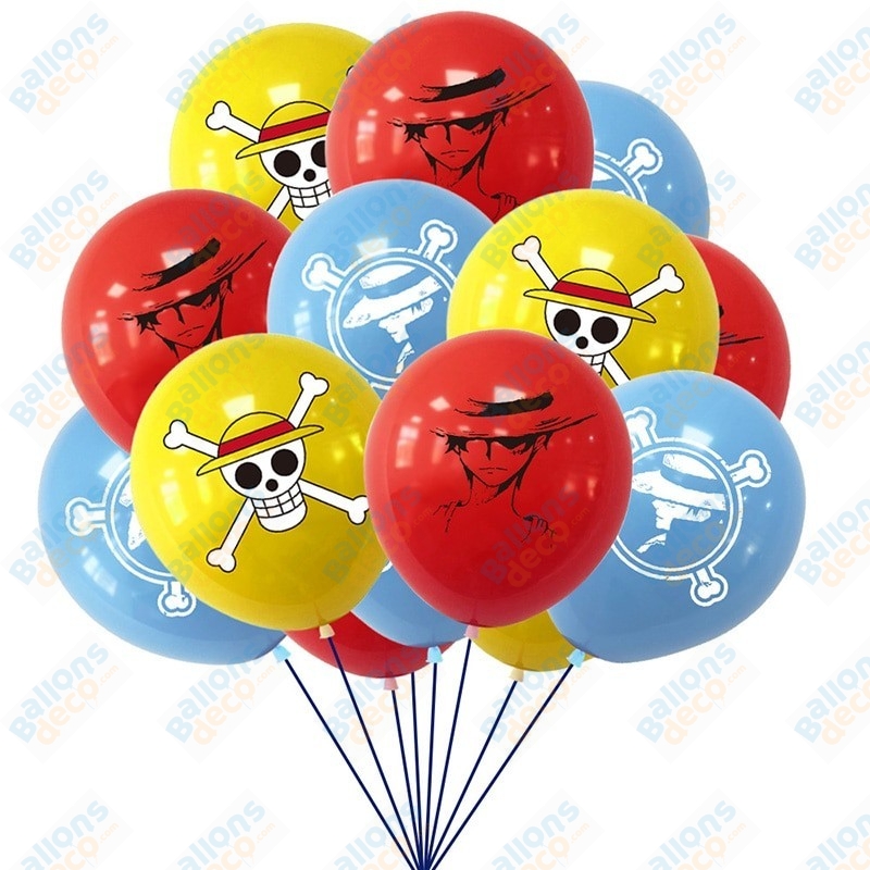 Ballons One Piece x 9 Rouge - Jaune - Bleu Ciel - Ballonsdeco.com