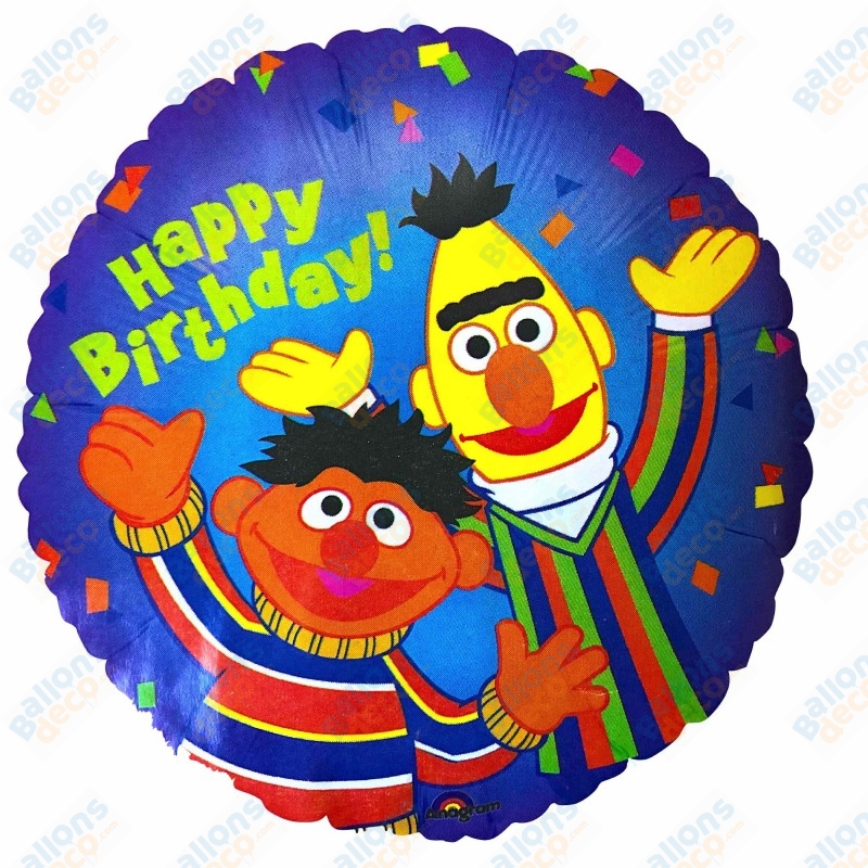 Ballon Sesame Street Happy Birthday Vintage - Ballonsdeco.com