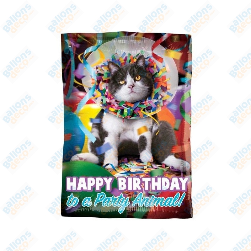 Ballon Chat Anniversaire Confettis - Anniversaire - Ballonsdeco.com