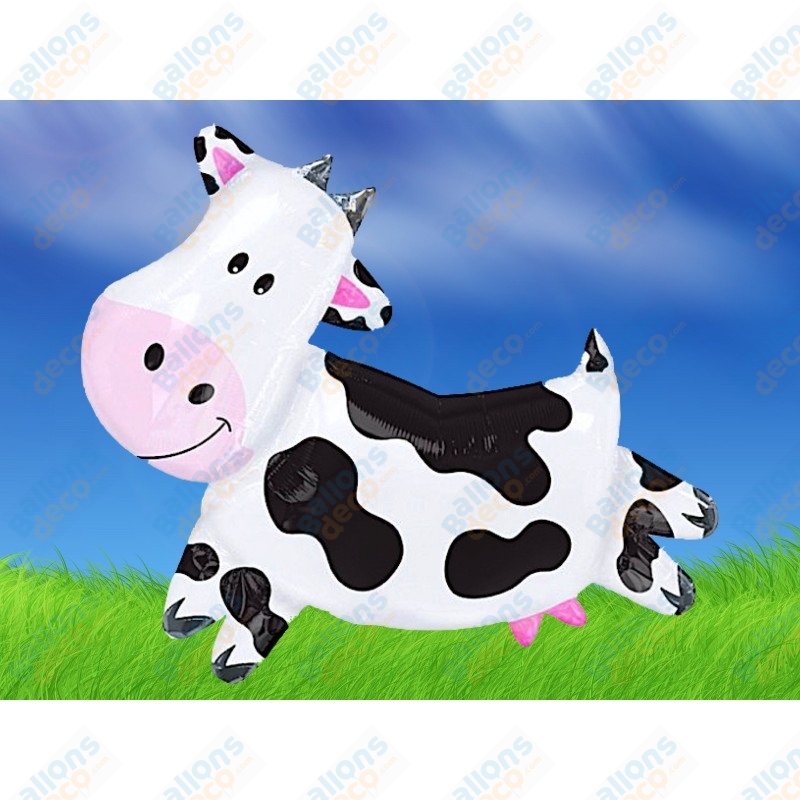 Ballon Petite Vache Tache Noir - Animaux De La Ferme - Ballonsdeco.com