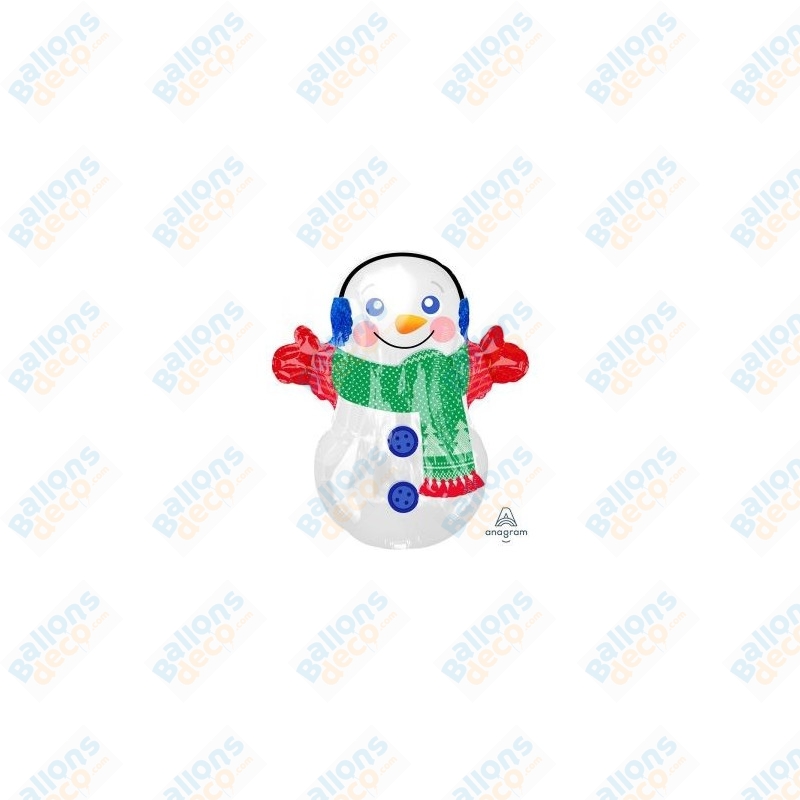 Ballon Bonhomme De Neige Bottes Rouges - Joyeux Noël - Ballonsdeco.com