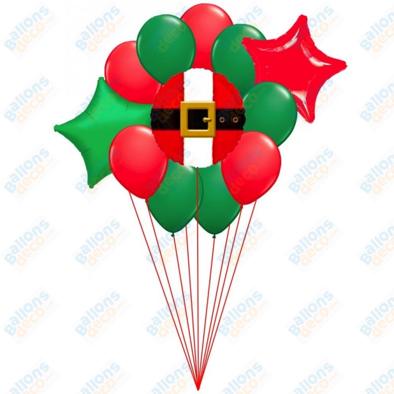 Ballons Noël Étoiles et Père Noël en Grappe - Noël - Ballonsdeco.com