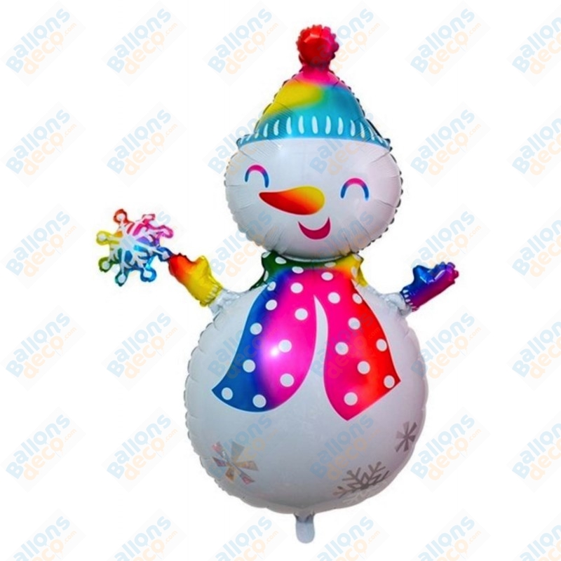 Ballon Bonhomme de Neige Arc-en-ciel Géant - Ballonsdeco.com