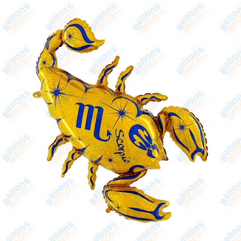 Ballon Scorpion Signe Astrologique Zodiaque Bleu Or - Ballonsdeco.com