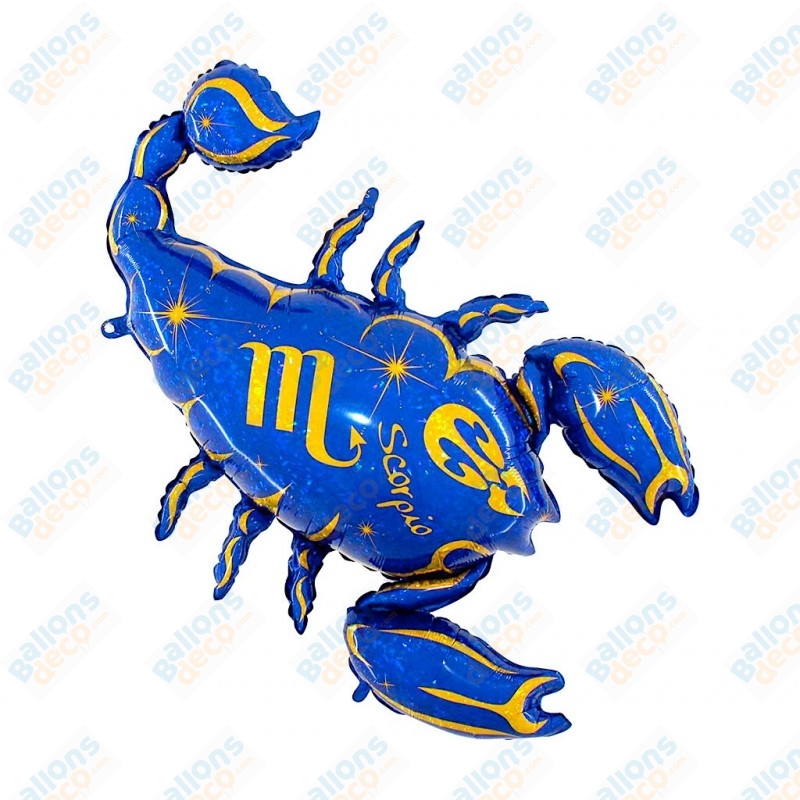 Ballon Scorpion Signe Astrologique Zodiaque Bleu Or - Ballonsdeco.com