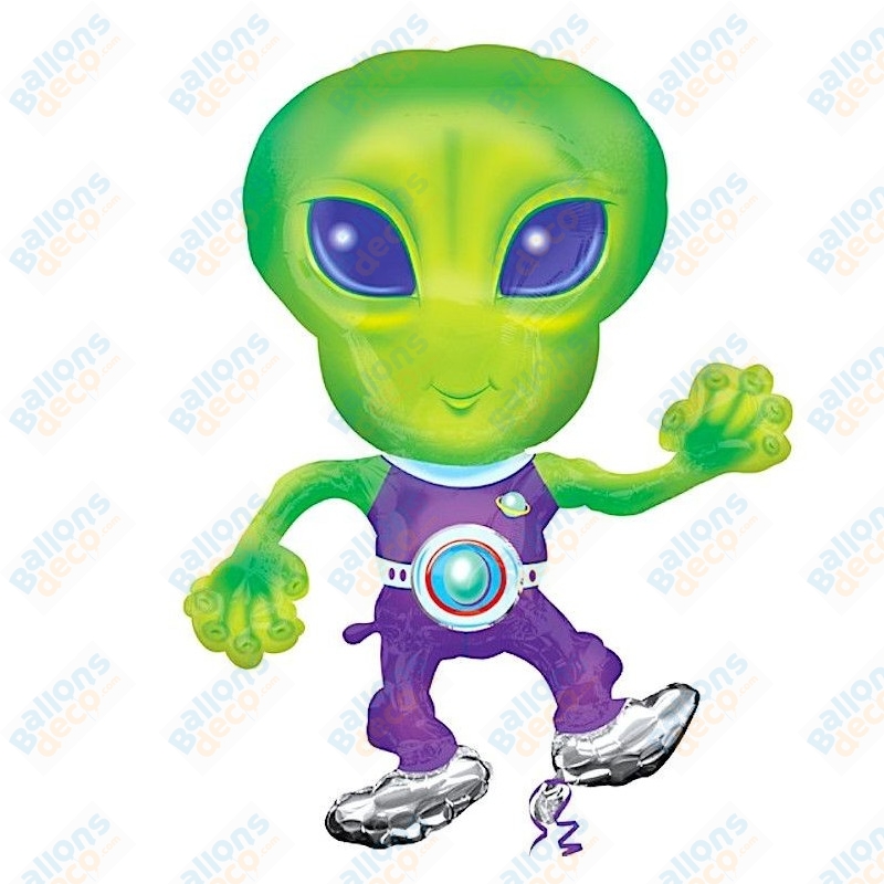 Ballon Alien Vert Violet - Décorations Anniversaires - Ballonsdeco.com