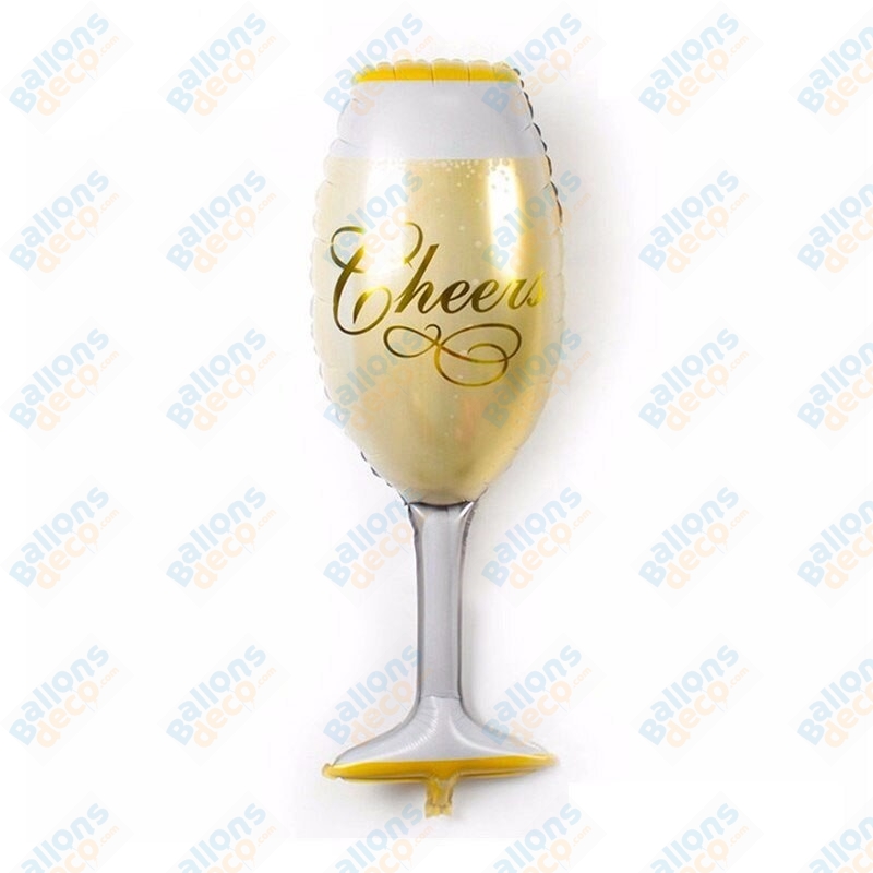 Ballon Flûte à champagne Ivoire et Or - Mariages - Ballonsdeco.com