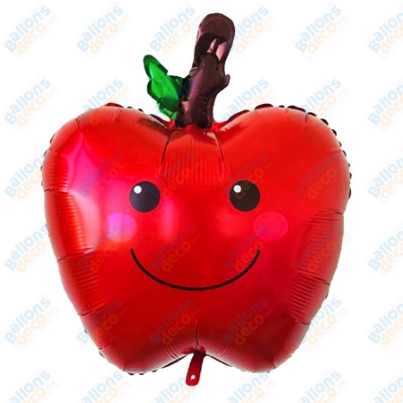 Ballon Pomme Rouge Happy - Décorations De Fruits - Ballonsdeco.com
