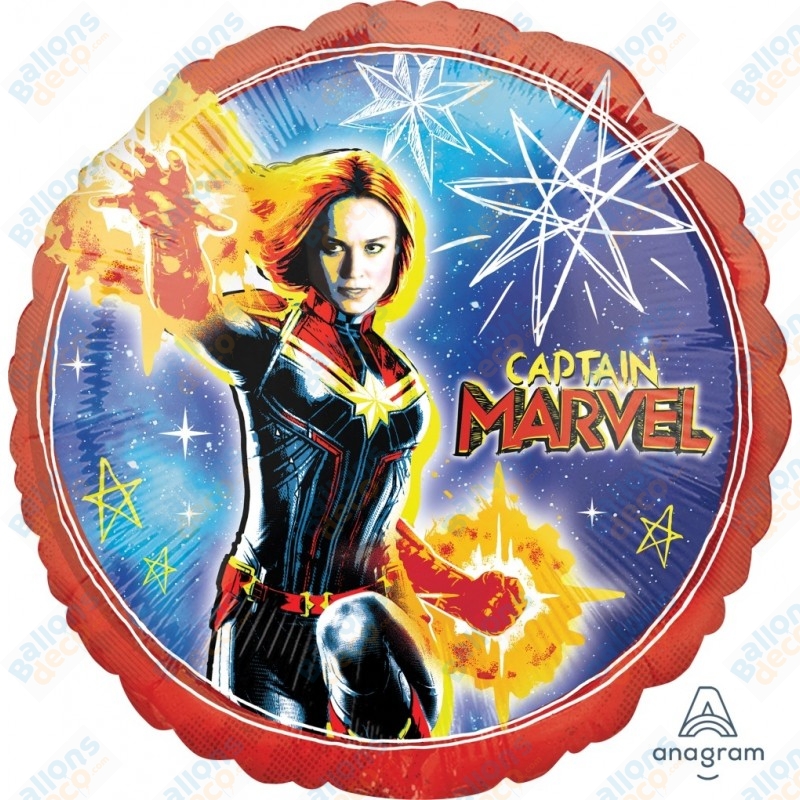 Ballon Captain Marvel Rond - Ballon Avengers Disney - Ballonsdeco.com