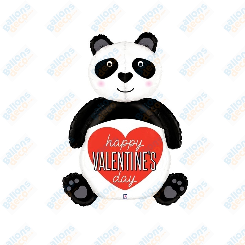 Ballon Panda Géant 3D D'amour - Ballon coeur Animaux - Ballonsdeco.com