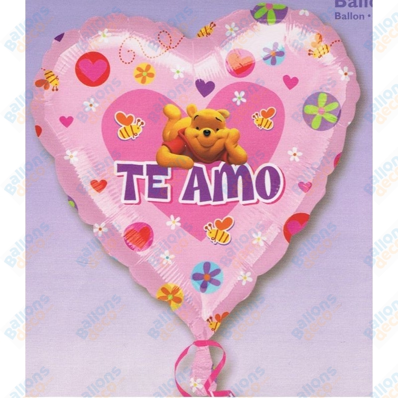 Ballon Coeur Winnie L'Ourson Te Amo - Walt Disney - Ballonsdeco.com