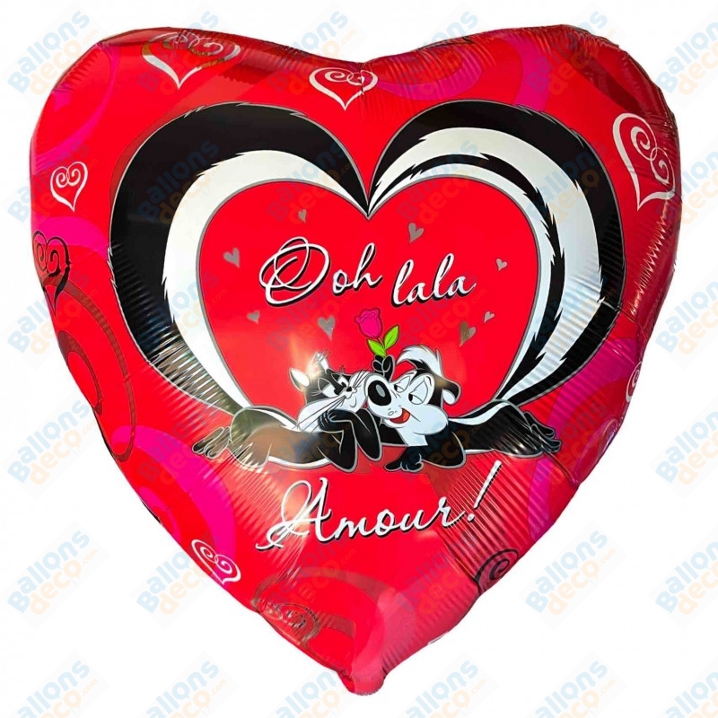 Ballon Pépé le Putois Amoureux Coeur Looney Tunes - Ballonsdeco.com