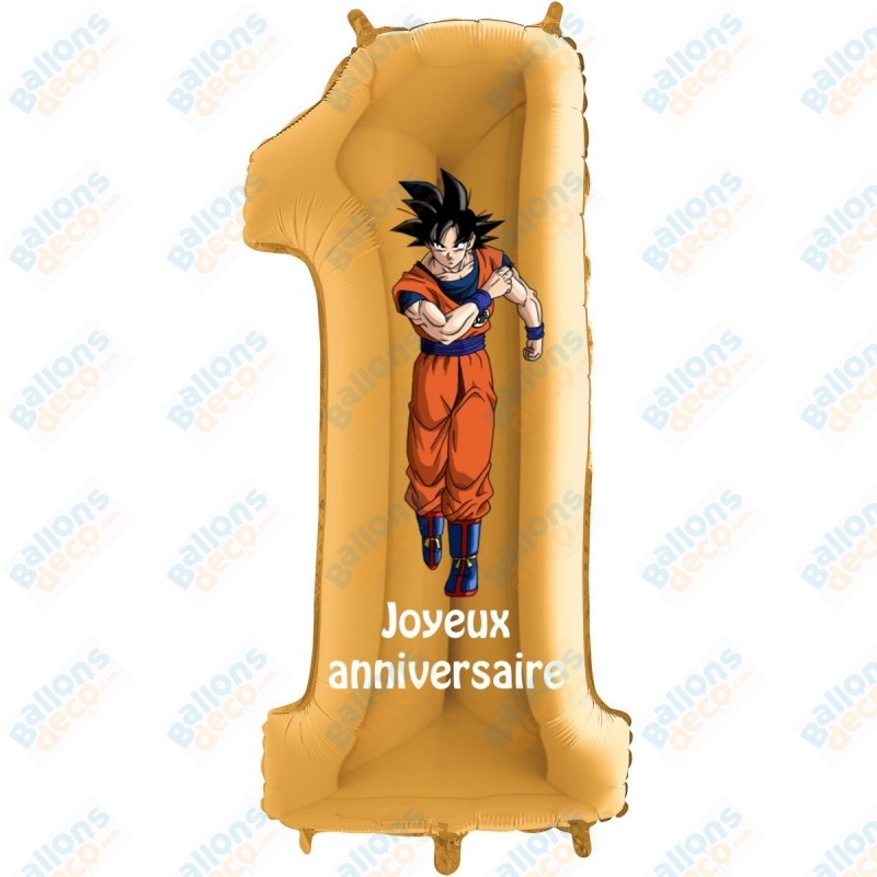 Ballon Dragon Ball Z Chiffre Or de Zéro à Neuf - Ballonsdeco.com