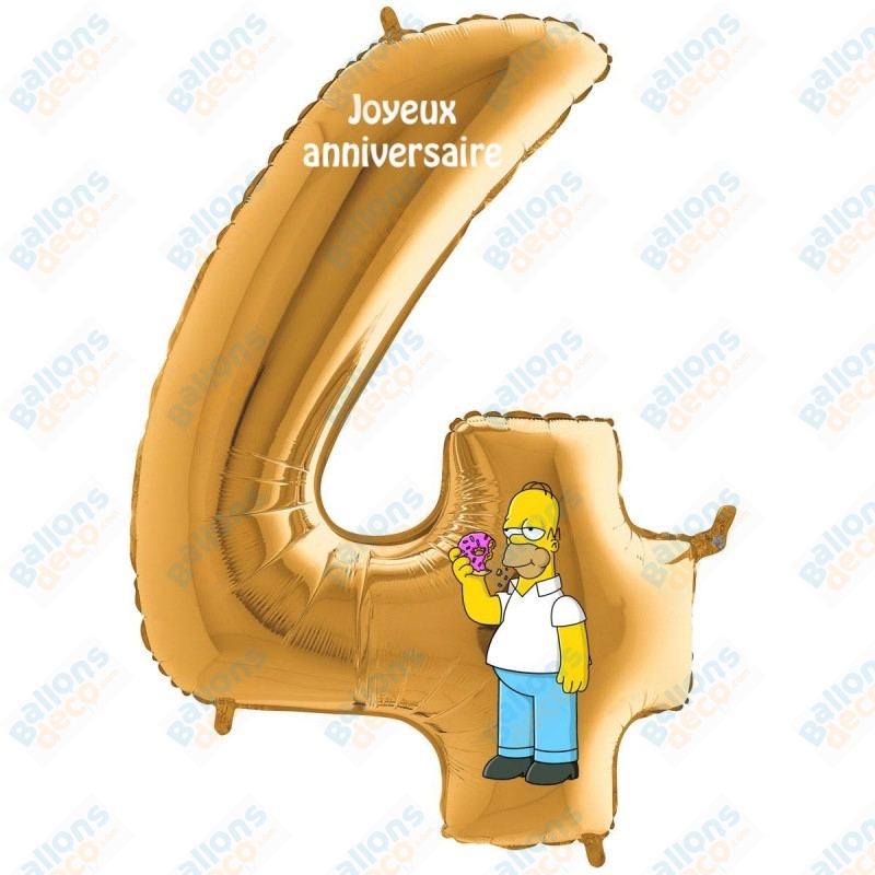Ballon Les Simpson Homer Chiffre Or de Zéro à Neuf -Ballonsdeco.com