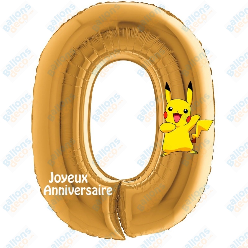 Ballon Chiffre Or Pikachu des Pokémon - Ballon Manga - Ballonsdeco.com