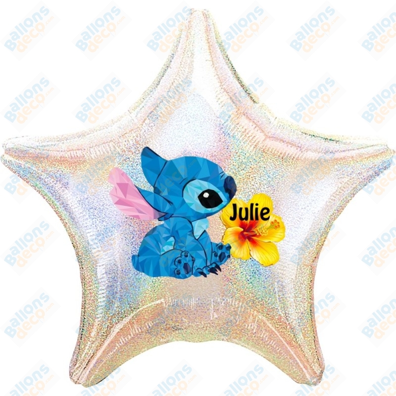 Ballon Stitch Hibiscus Personnalisable - Disney - Ballonsdeco.com