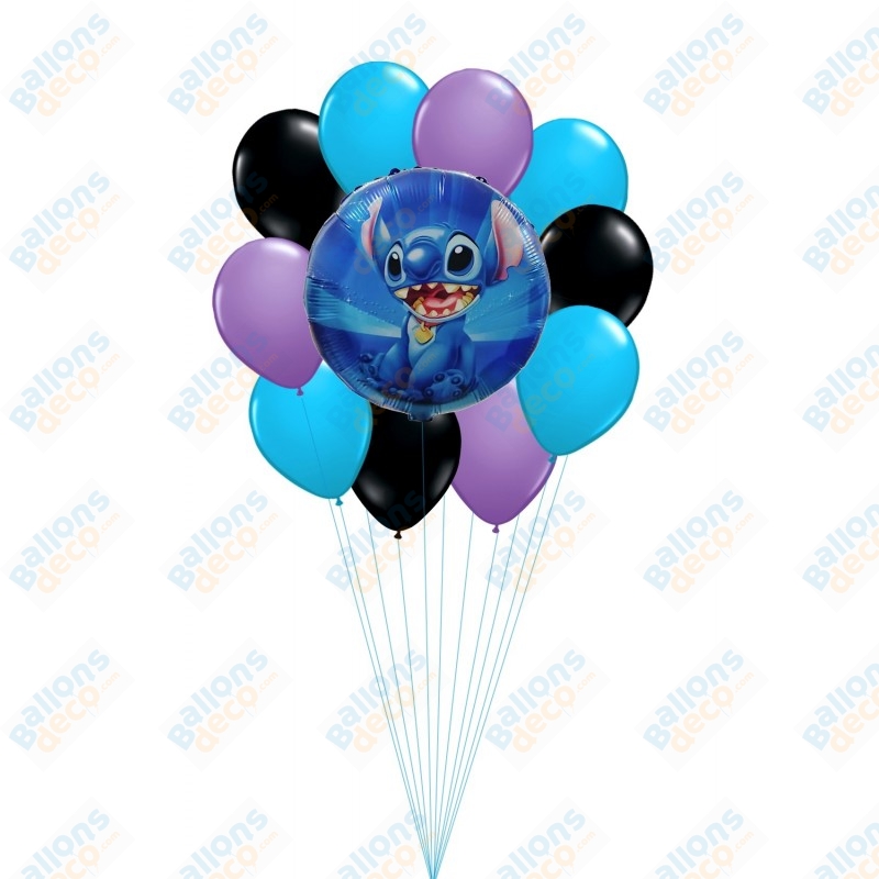 Ballons Stitch en Grappe 11 Ballons - Ballons Disney - Ballonsdeco.com
