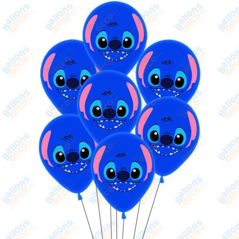 Ballons Stitch Bleus x10 Ballons Bleu - Héros Disney - Ballonsdeco.com