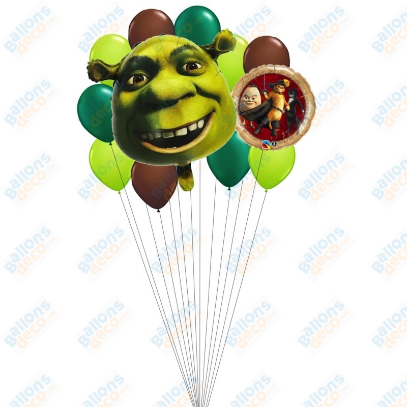 Ballons Shrek en Grappe Anniversaire - Ogre vert - Ballonsdeco.com