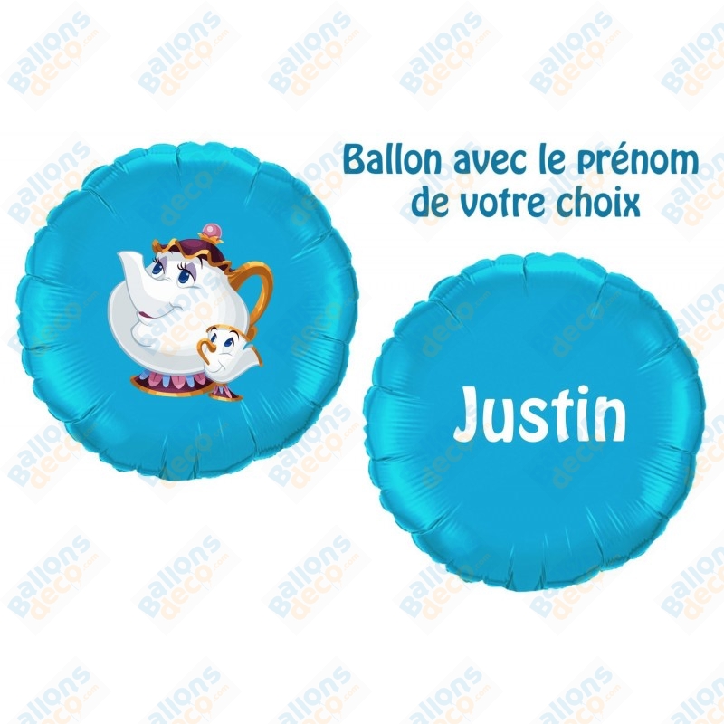 Ballon Zip et Mrs Samovar avec Prénom - Anniversaire - Ballonsdeco.com