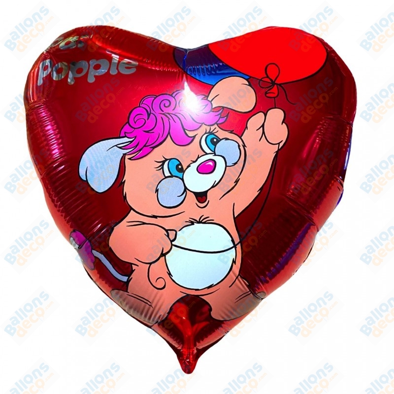 Ballon Popples Rose Coeur Rouge Vintage - Année 80 - Ballonsdeco.com