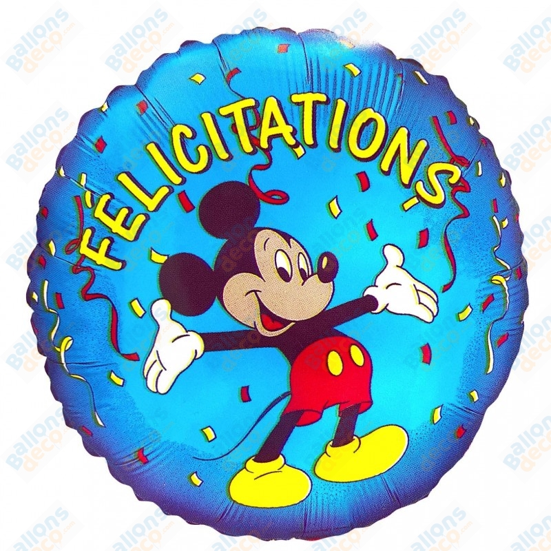Ballon Mickey Félicitations Vintage - Ballon Disney - Ballonsdeco.com