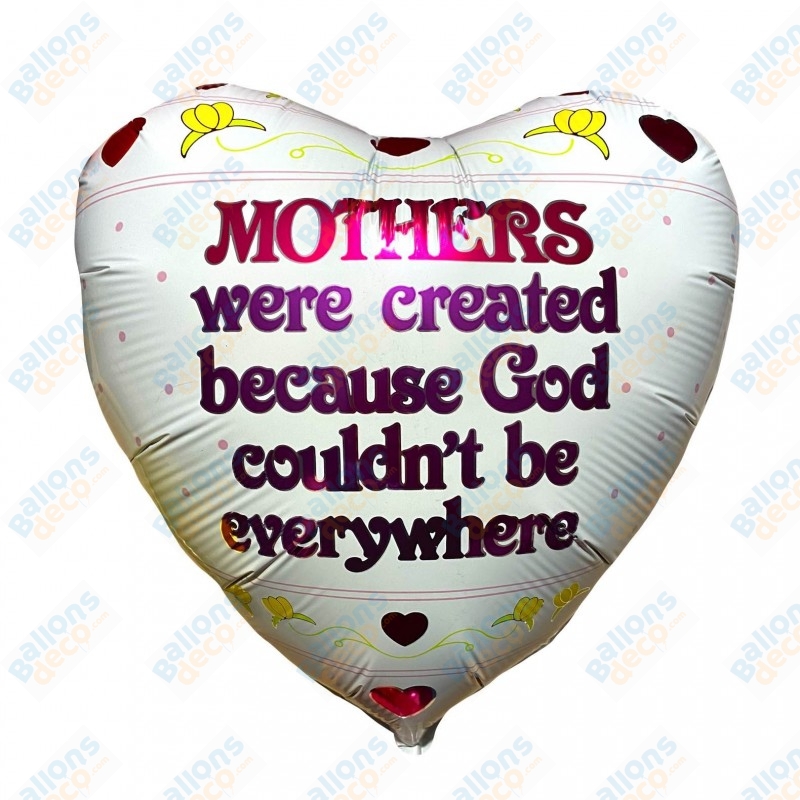 Ballon Mothers Were Created Coeur Message - Maman - Ballonsdeco.com