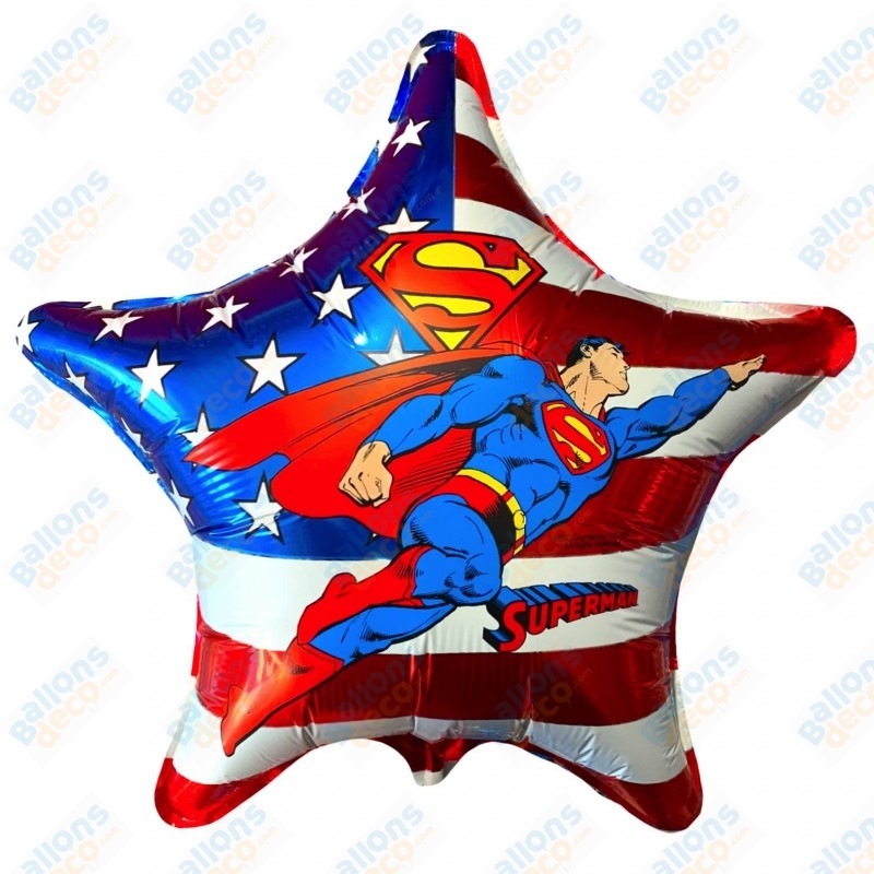 Ballon Superman Étoile USA Vintage - Anniversaire - Ballonsdeco.com