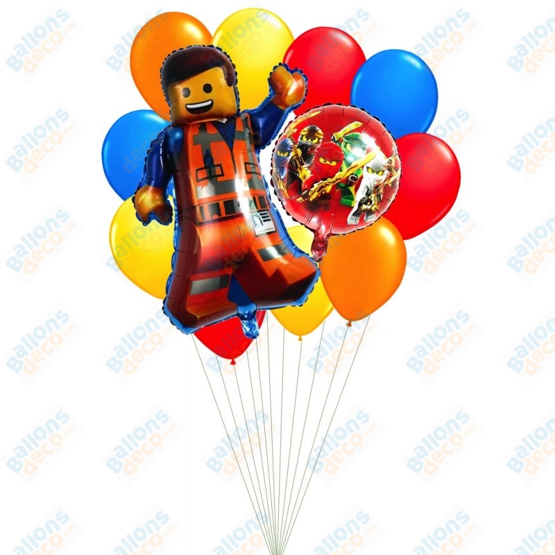 Ballons Lego en Grappe - Ballon Anniversaire Lego - Ballonsdeco.com