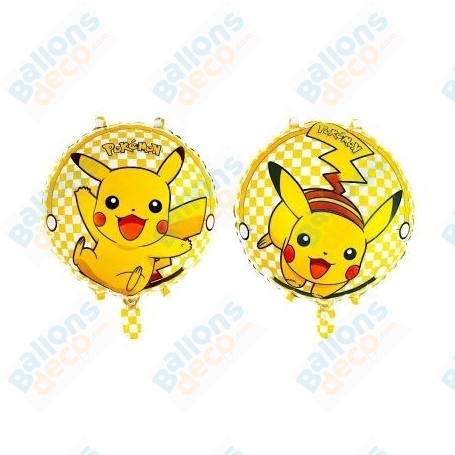 Ballon Pikachu Rond - Deux Faces Jaune - Décorations - Ballonsdeco.com