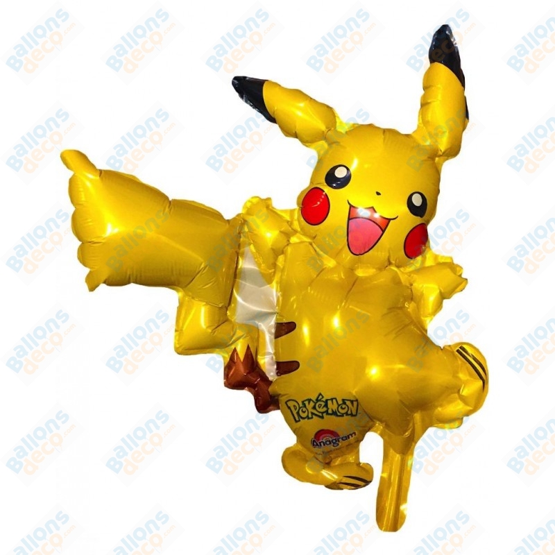 Ballon Pikachu Pokémon sur Tige Jaune - Décorations - Ballonsdeco.com