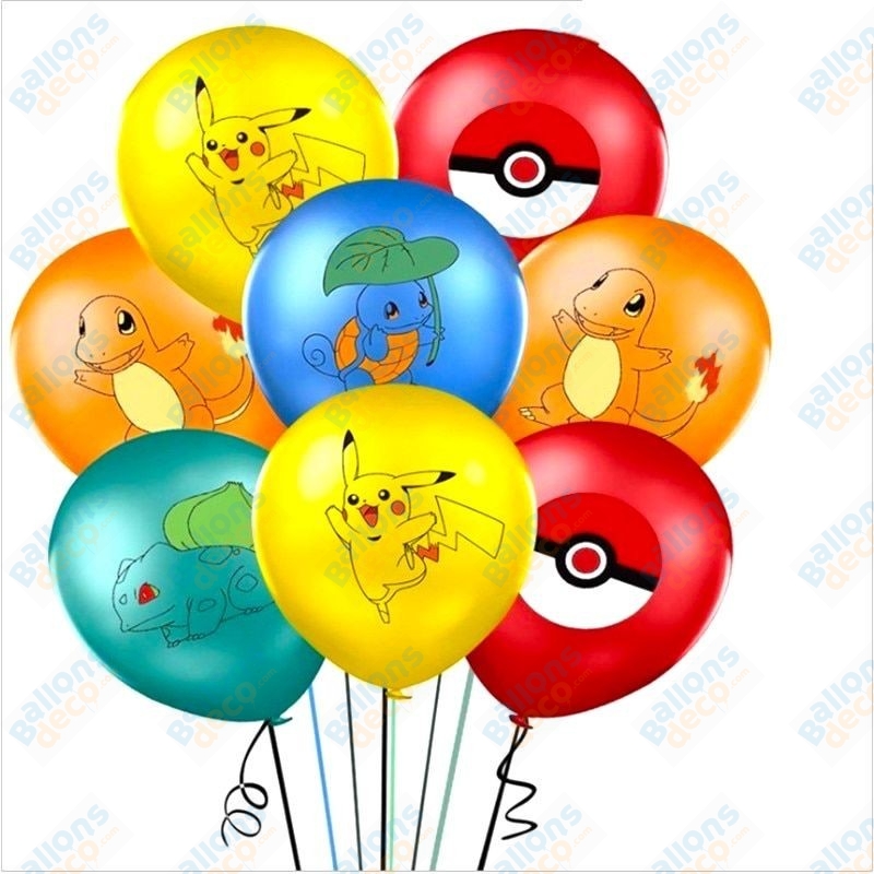 Ballons Pokémon x10 de 30 cm - Ballons Héros - Ballonsdeco.com