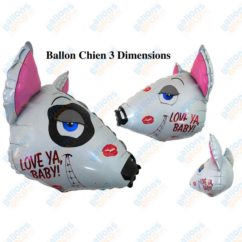 Ballon Chien Bull Terrier Love 3D Blanc - Animaux - Ballonsdeco.com