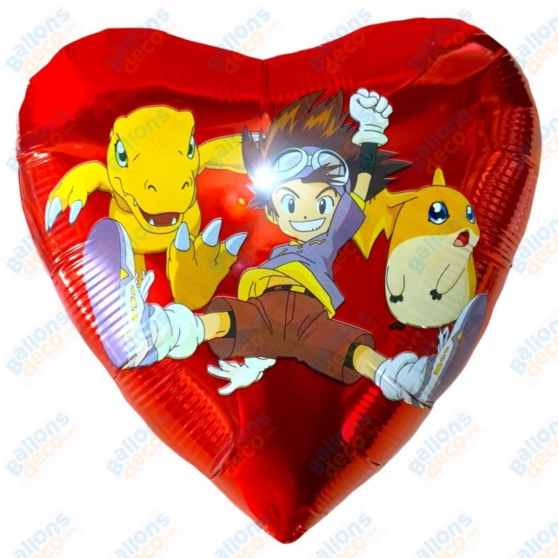 Ballon Coeur Rouge Digimon - Ballon Manga Japonais - Ballonsdeco.com