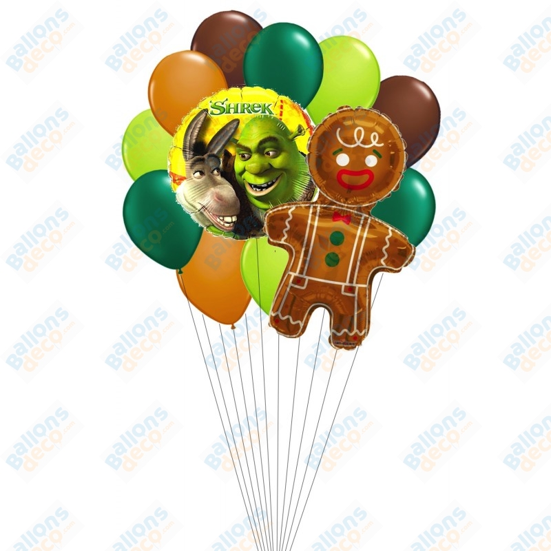 Ballons Shrek, L'âne et Petit Pain D'épices en Grappe Rond ...