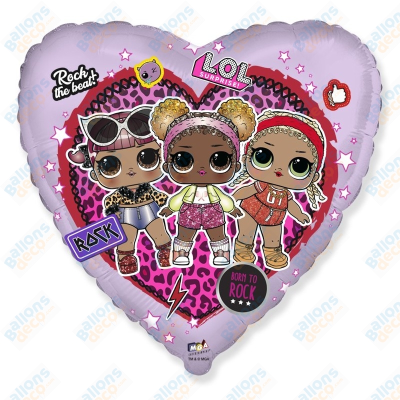Ballon Coeur Poupées Lol Lila - LOL Surprises - Ballonsdeco.com