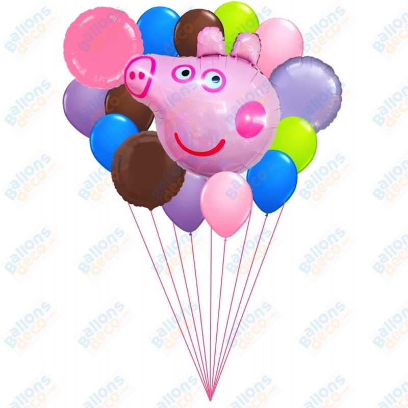 Ballons Peppa Pig Rose en Grappe - Décorations - Ballonsdeco.com